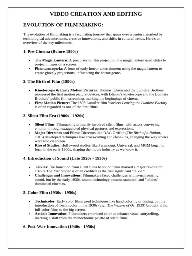 Evolution of Film Making | PDF | Silent Film | Virtual Reality