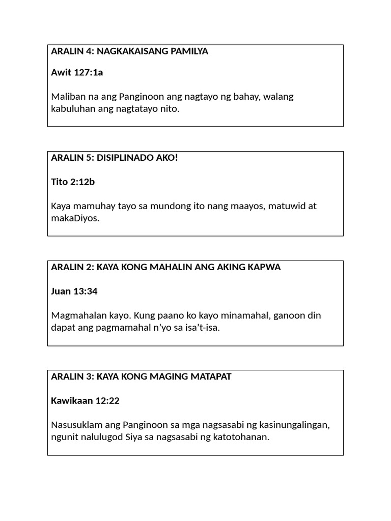Aralin 4: Nagkakaisang Pamilya Awit 127:1a | PDF