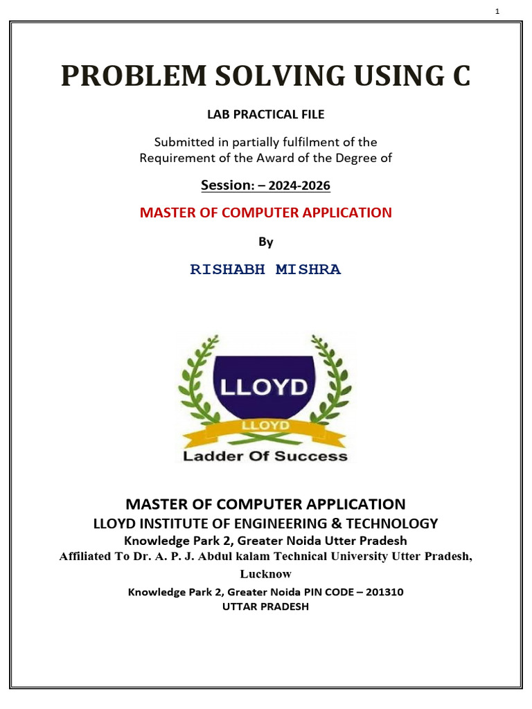 Rishabh C Frontpage | PDF