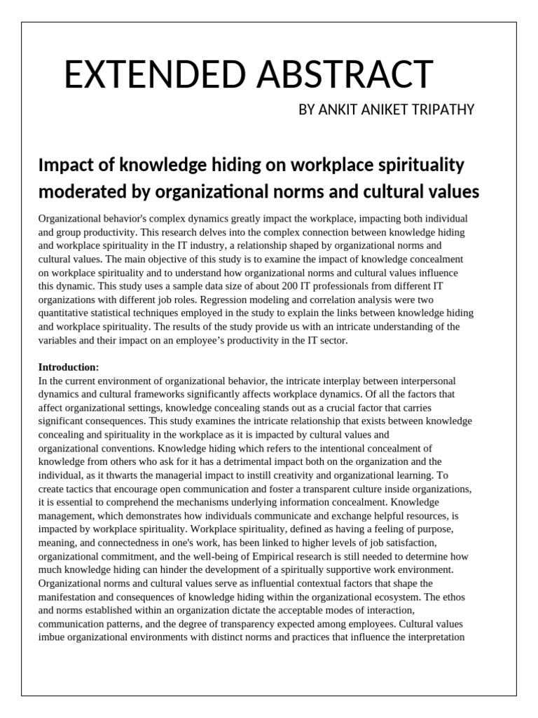 Extended Abstract Research Paper 1136 | PDF | Knowledge | Social Psychology