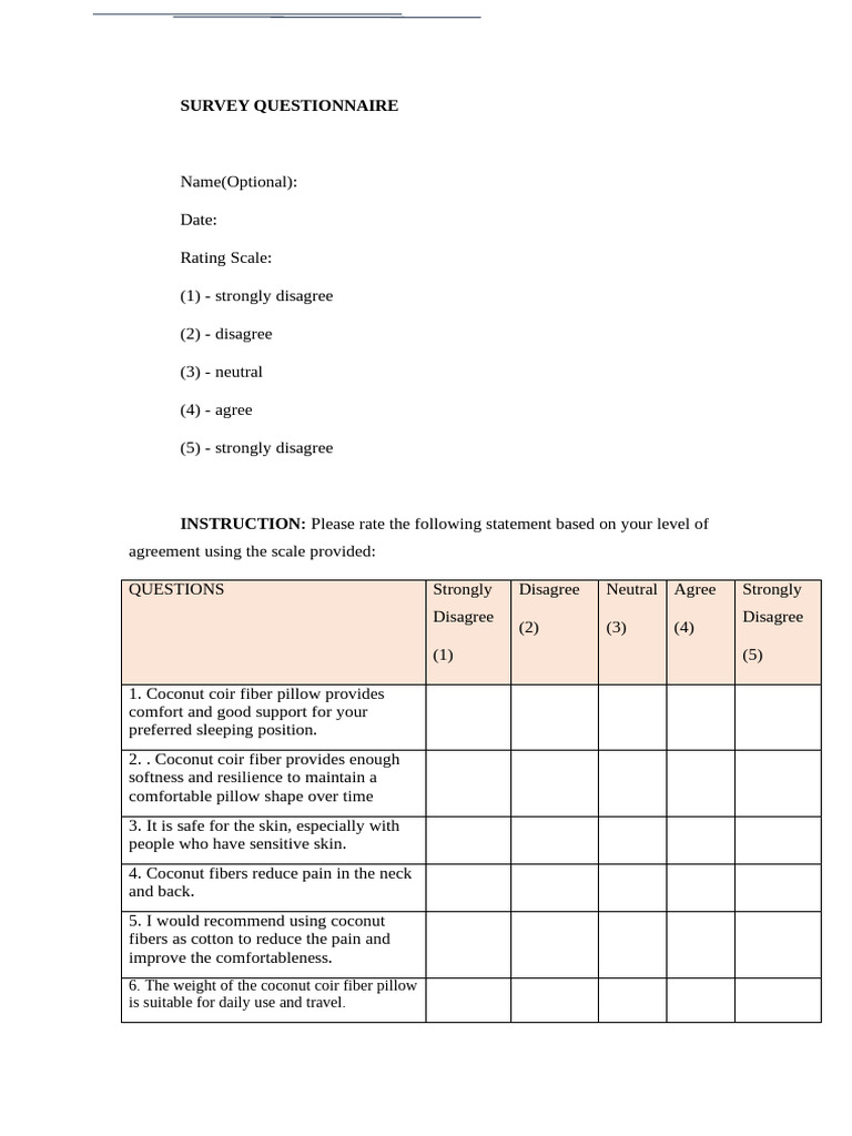 Survey Questionnaire | PDF