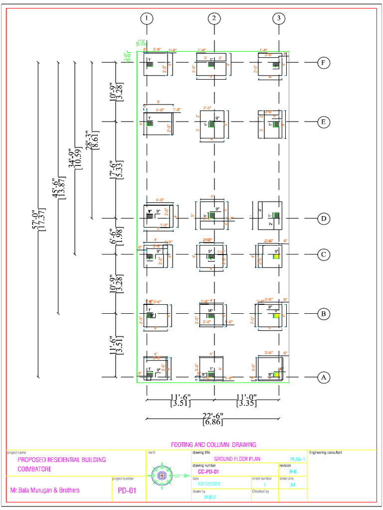 MR - balaMURUGAN - Column & Foundation Marking Plan A4 | PDF