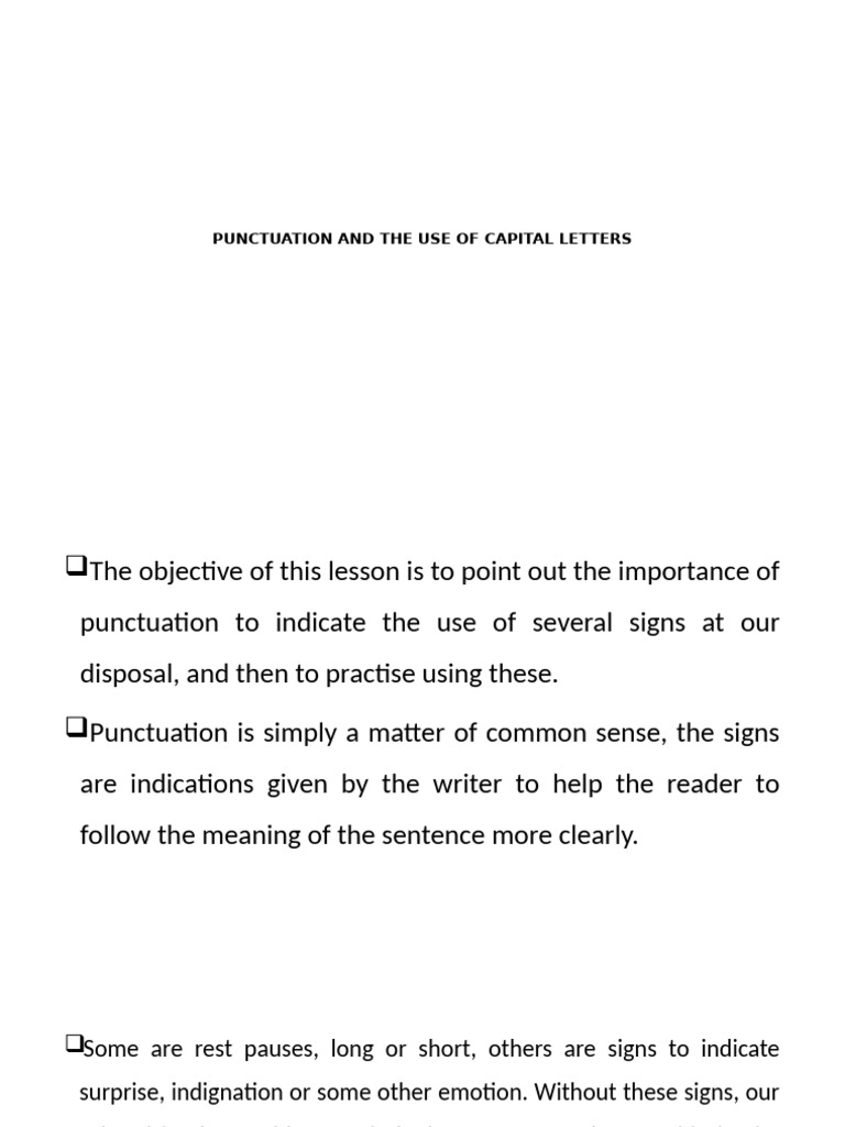 Punctuation and The Use of Capital Letters | PDF | Punctuation | Sentence (Linguistics)