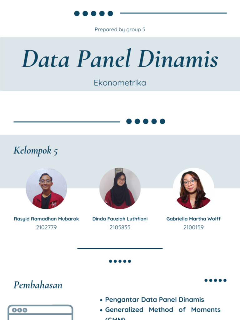 Data Panel Dinamis Kelompok 5 Ekonometrika 20240520 080510 0000 | PDF