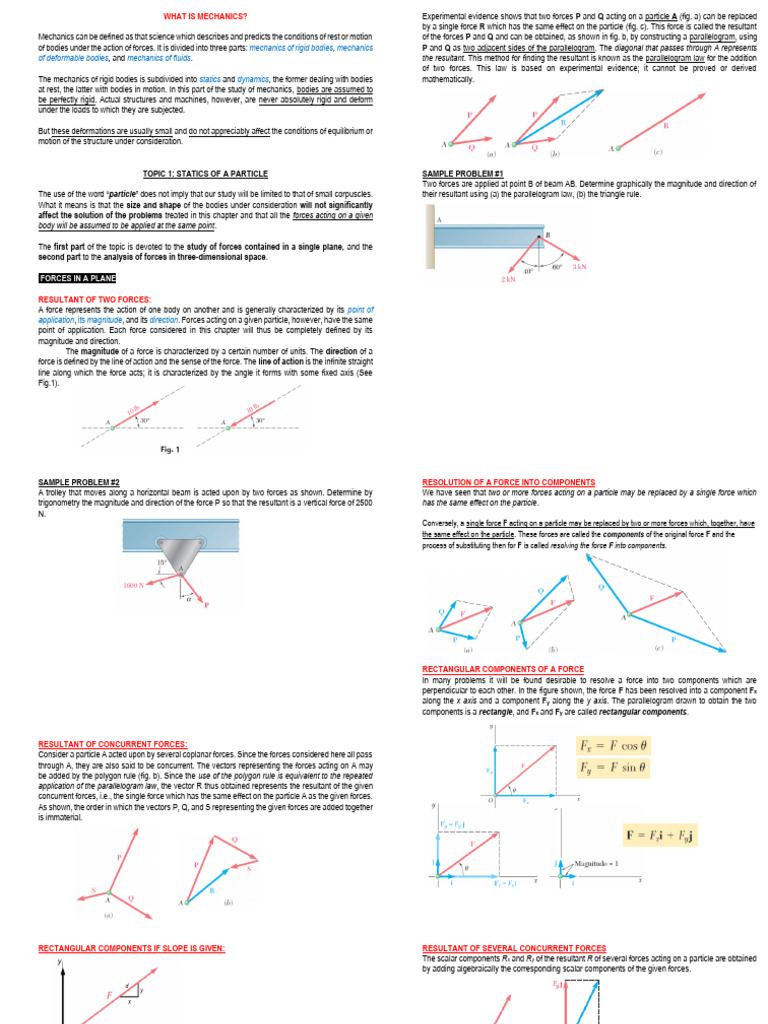 1 PIT NOTES PARTICLE | PDF | Force | Mechanics