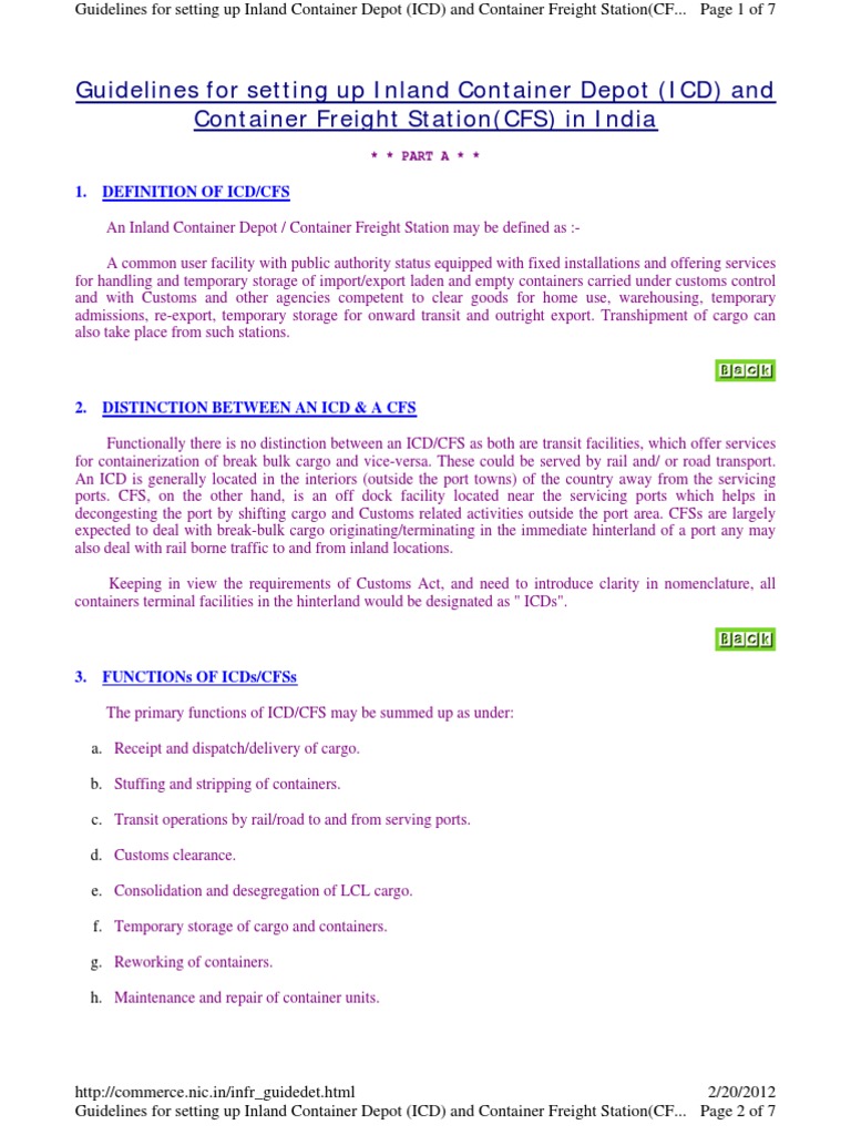 Guidelines for setting up ICDs and CFSs | PDF | Containerization | Cargo