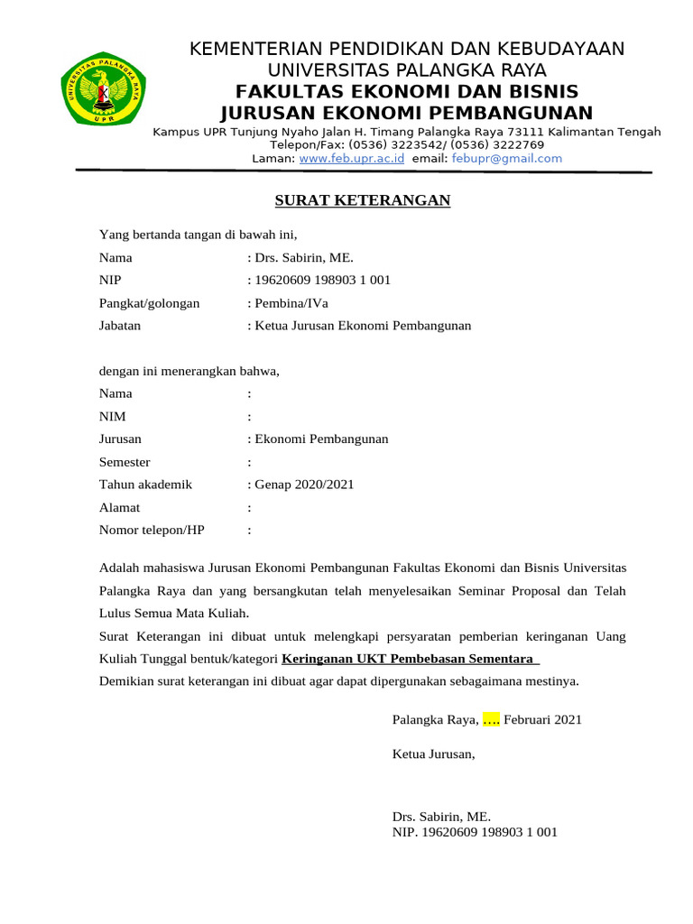 Surat Keterangan Telah Menyelesaikan Sempro Dan Lulus Semua MK | PDF