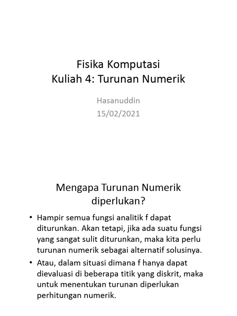 Turunan Numerik: Metode 3 Titik Simetris | PDF