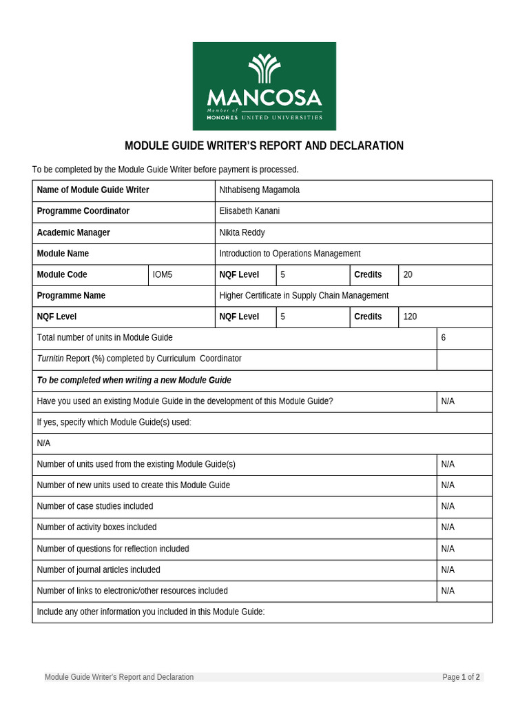 Module Guide Writer's Report | PDF