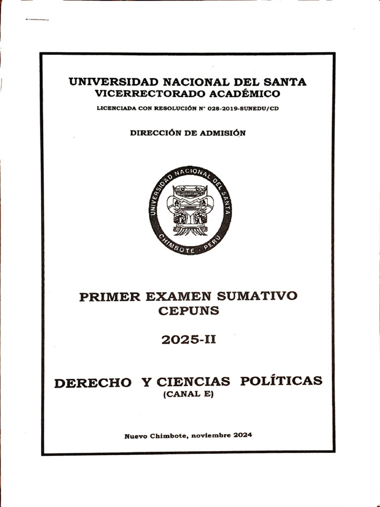Primer Sumativo Uns 2025-II Canal e | PDF