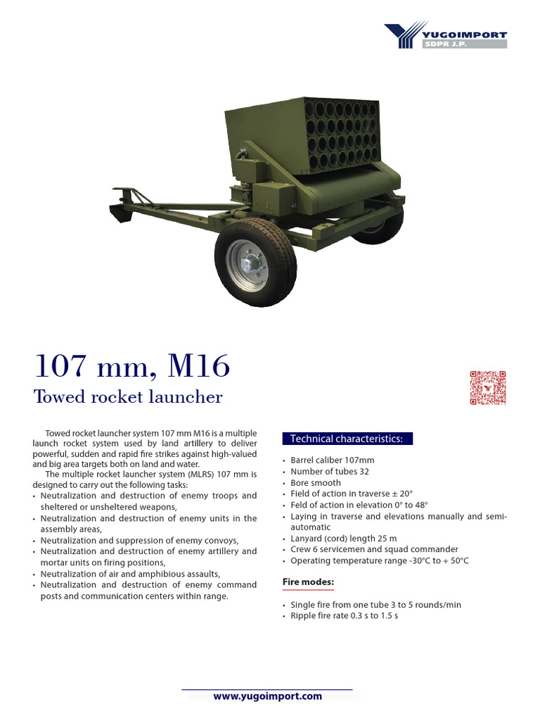 107mm M16 Towed Rocket Launcher Specs | PDF | Artillery | Flight