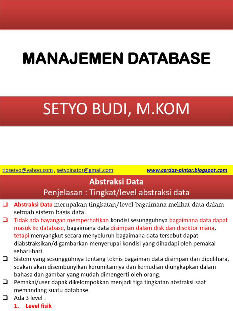 Tingkatan Abstraksi Data dalam Database | PDF