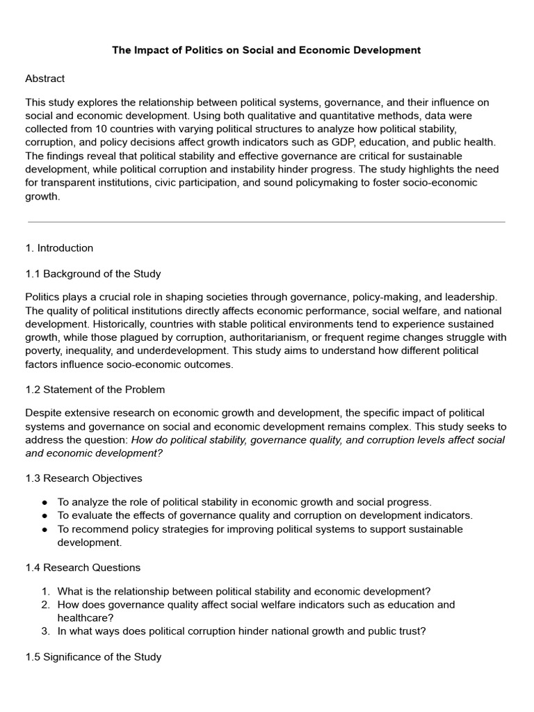 The Impact of Politics on Social and Economic Development | PDF ...