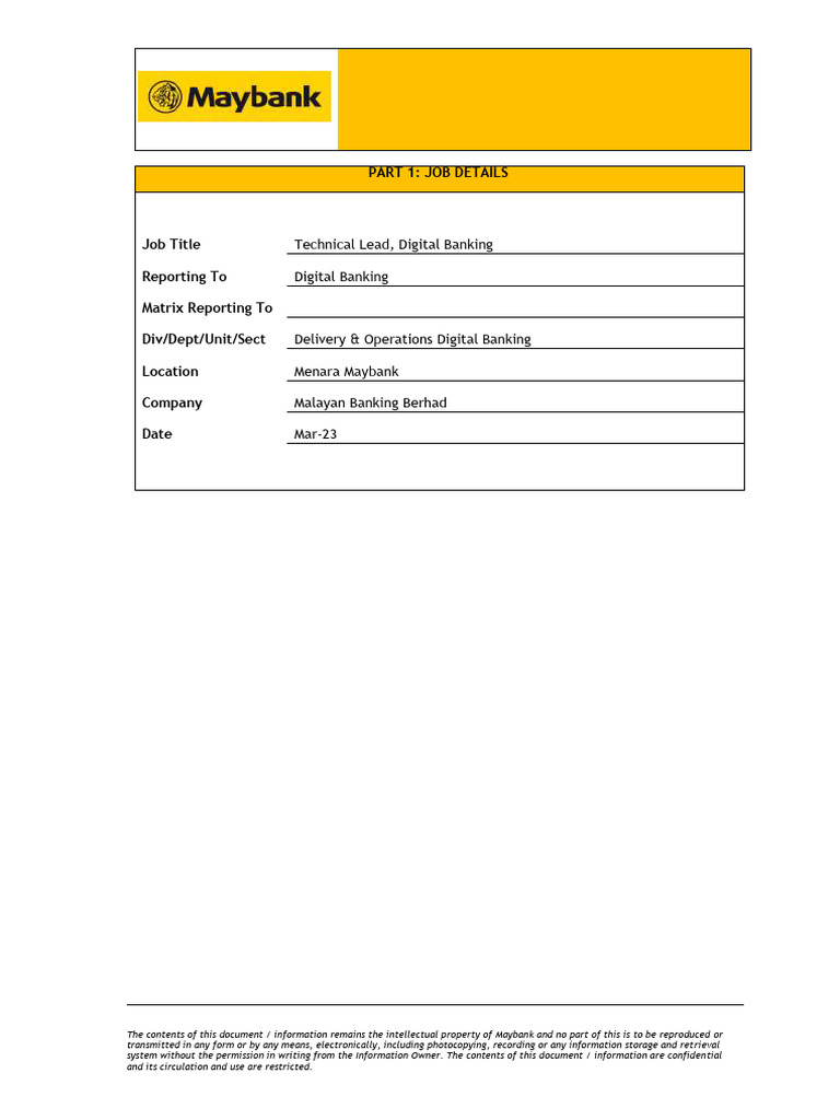 Java Technical Lead - Job Description - Maybank | PDF | Specification ...