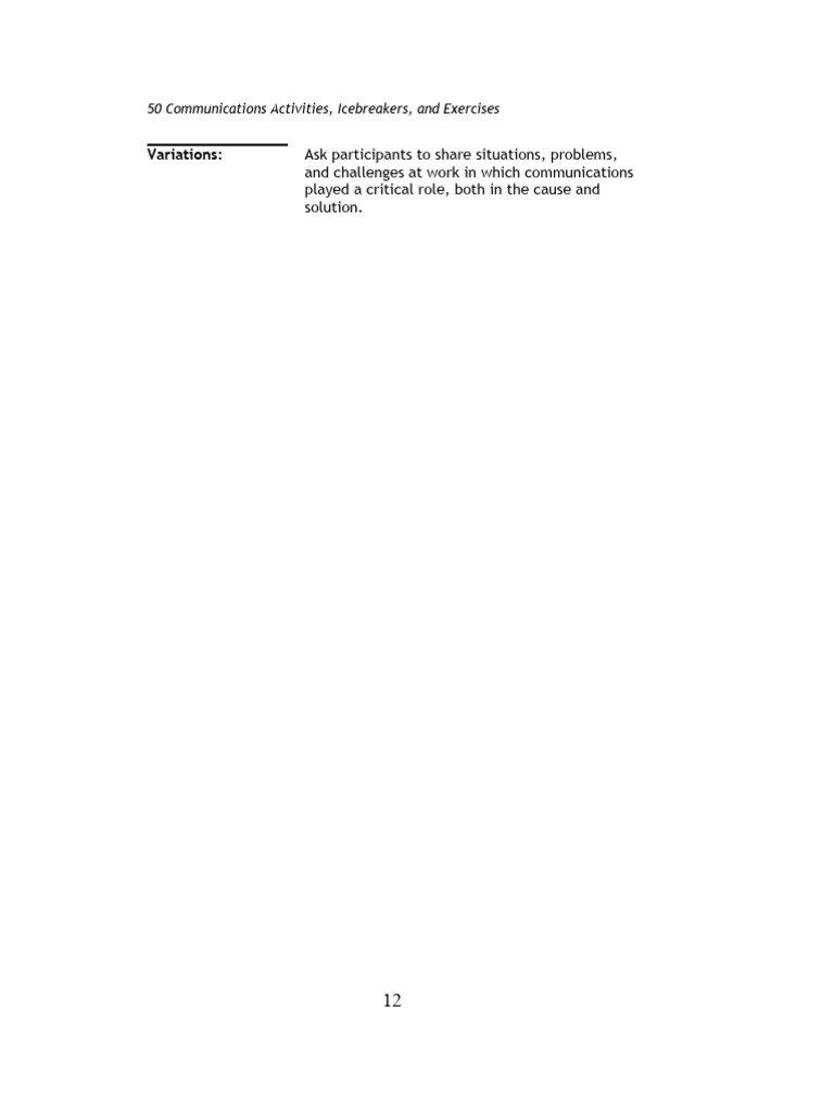 50 Communications Activities, Icebreakers, and Exercises (PDFDrive) Extract | PDF