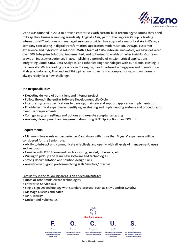 iZeno - JD - Software Enginner (Java) | PDF | Cloud Computing ...