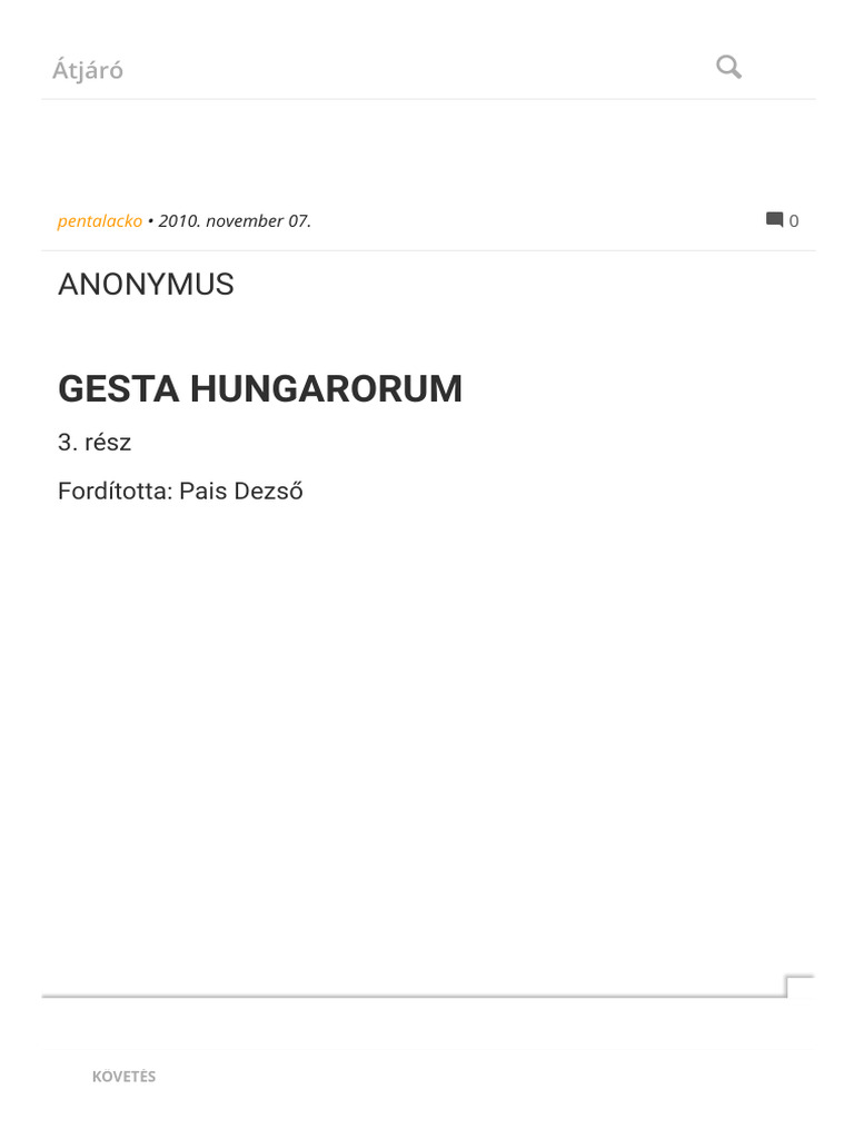 GESTA HUNGARORUM (3.rész) - Átjáró | PDF