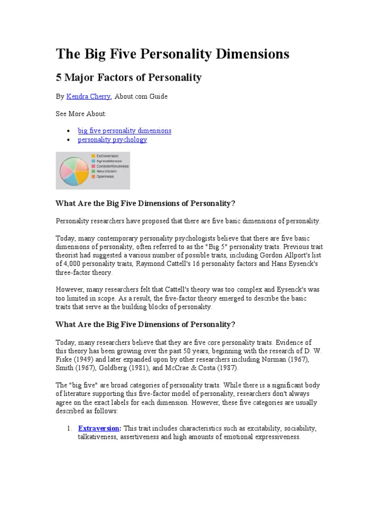 The Big Five Personality | PDF | Extraversion And Introversion | Social ...