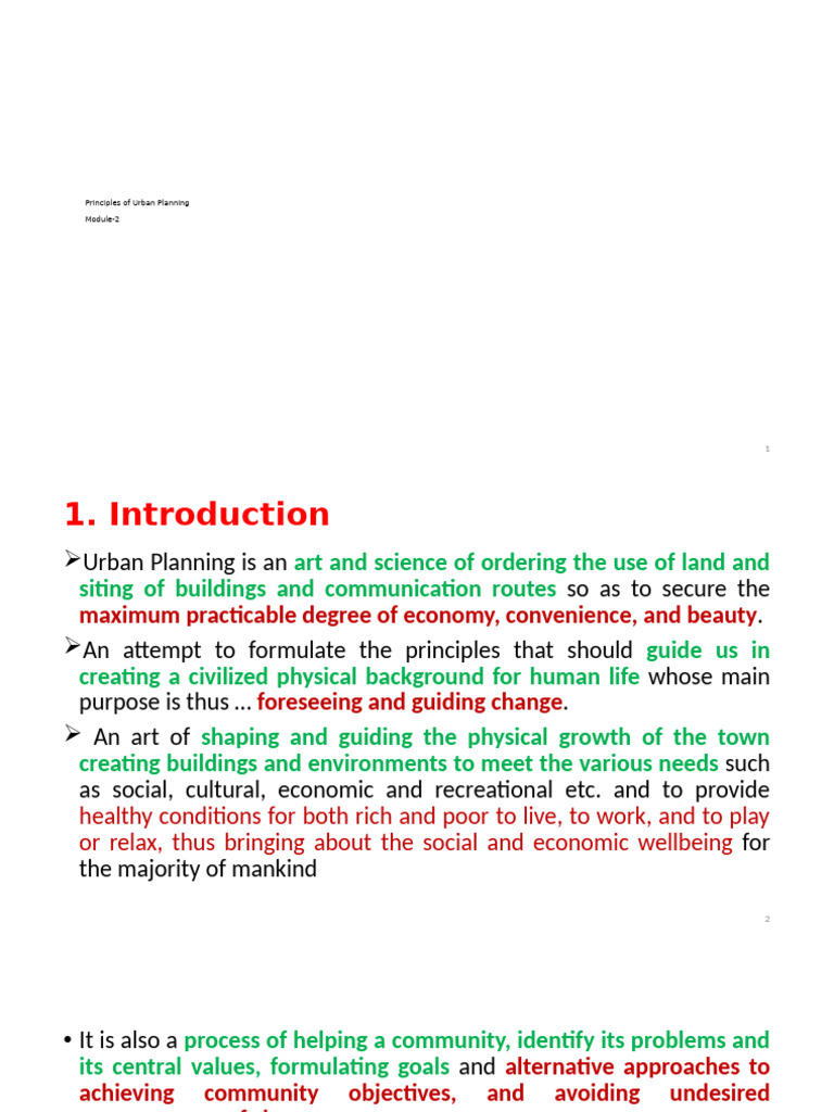 Module2-Principles of Urban Planning | PDF | Urban Planning | Urbanization