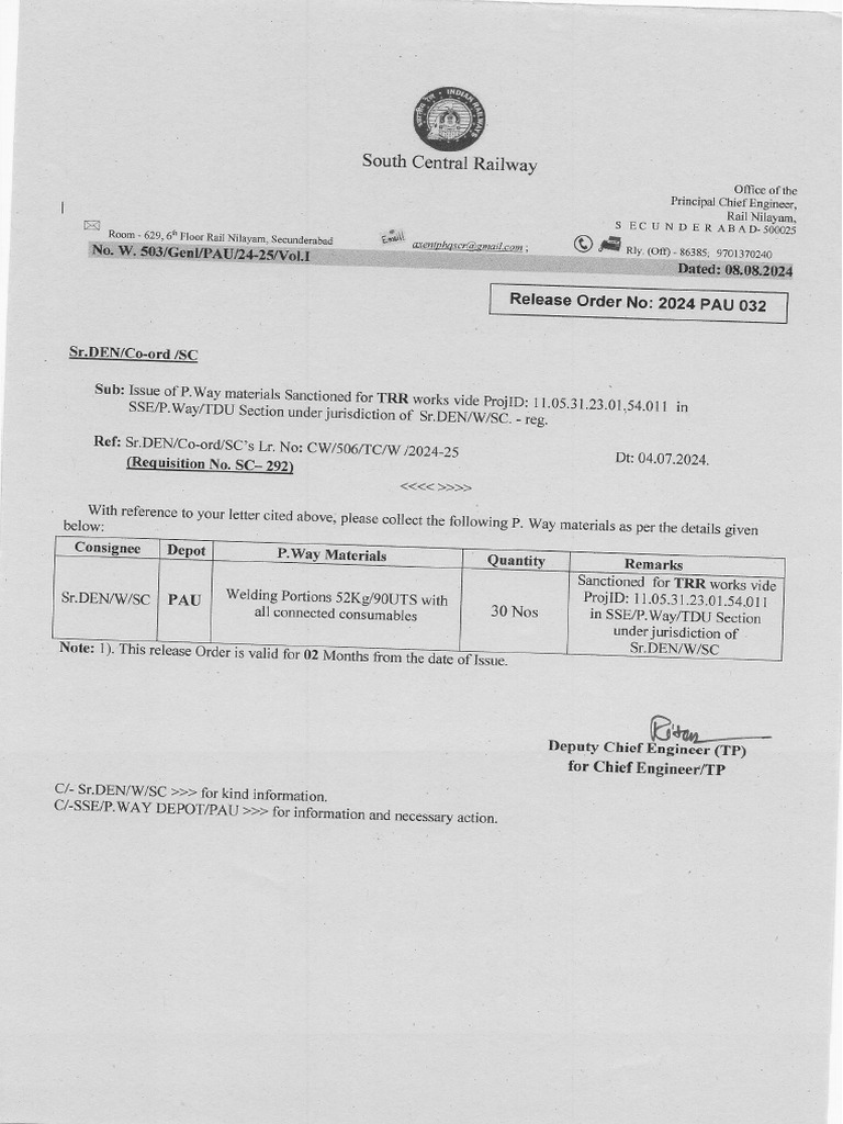 SC Procurement Details of Railway | PDF