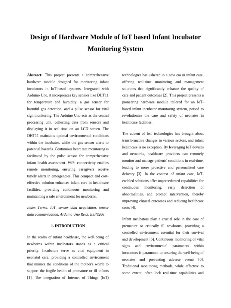 Design of Hardware Module of IoT Based Infant Incubator Monitoring ...