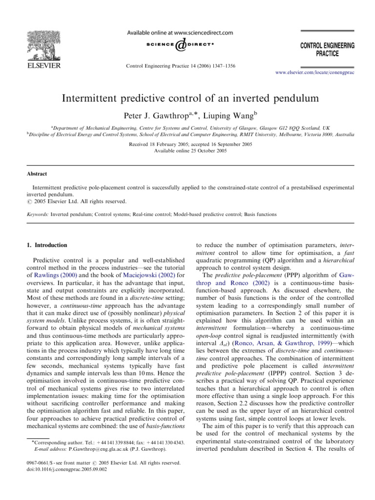 Inverted Pendulum Control Systems | PDF | Mathematical Optimization ...