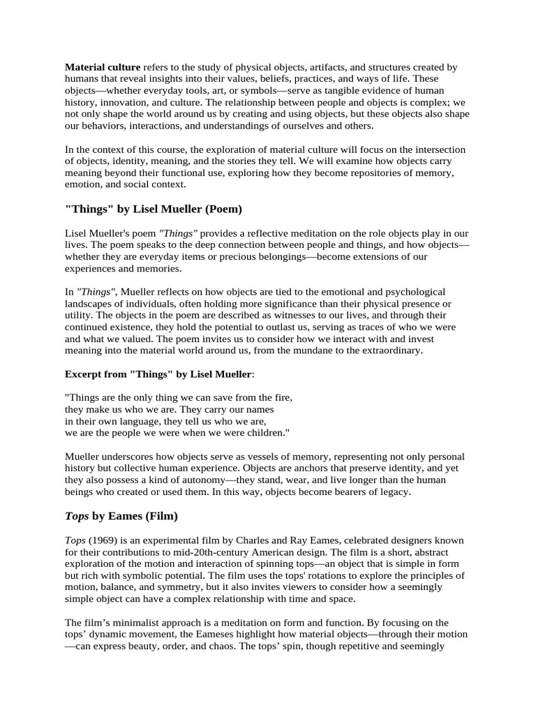 Material Culture Notes | PDF | Material Culture | Design