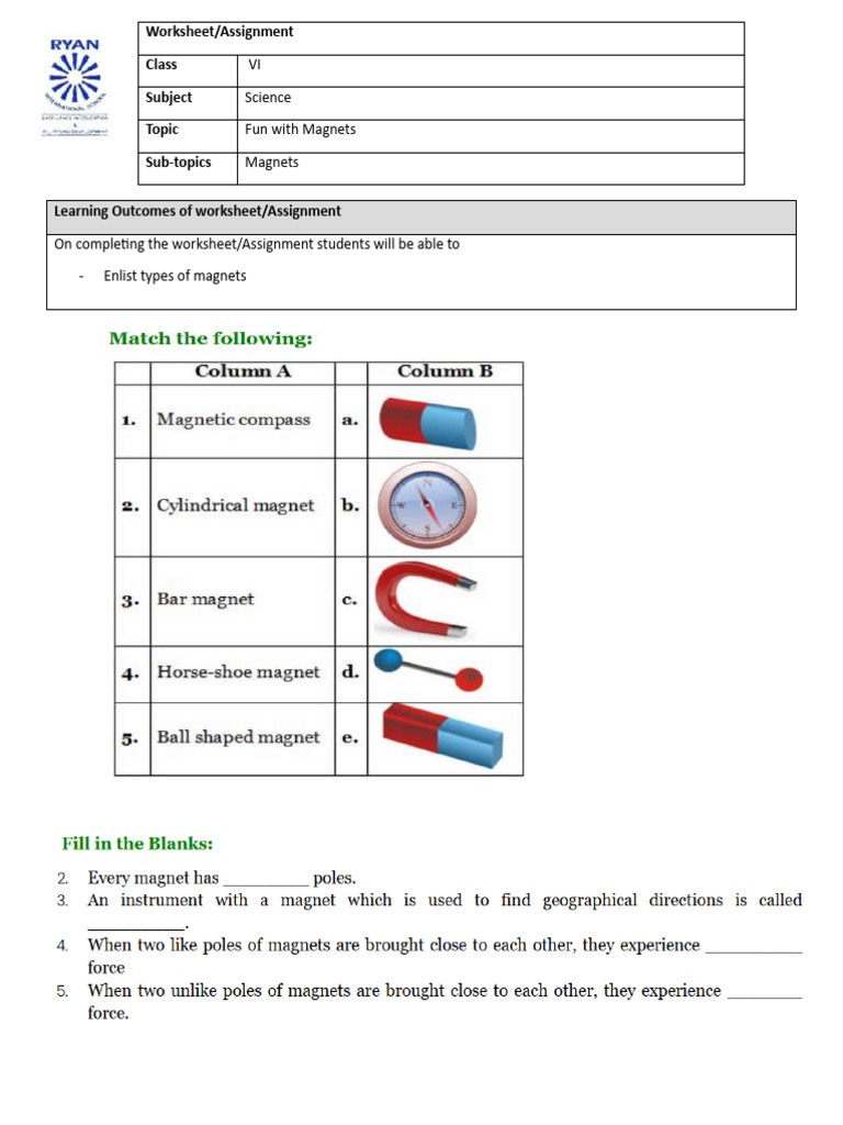 Science VI Fun With Magnets WS10.Docx - Ic1247854 | PDF