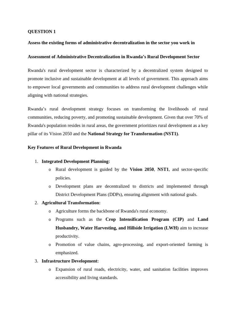 Assessment of Administrative Decentralization in Rwanda's Rural ...