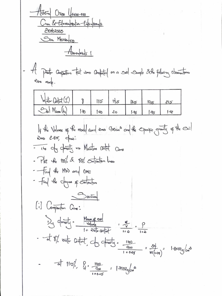 Soil Mechanics Assignment Solution. | PDF