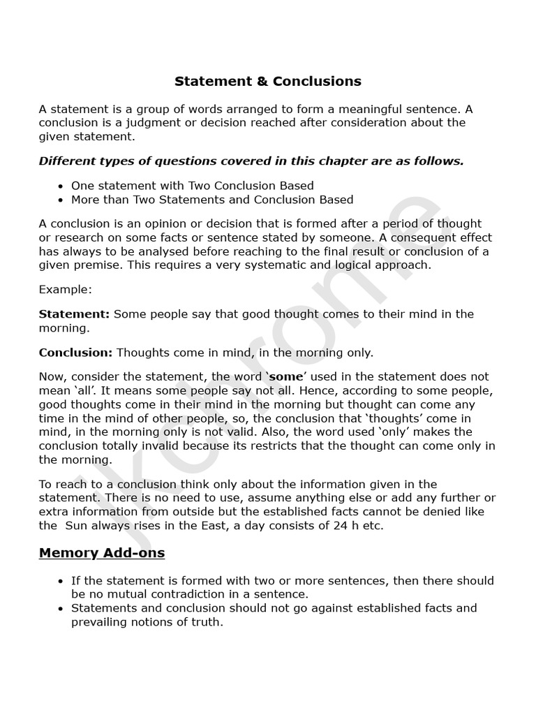Statement and Conclusion Jkchrome | PDF | Thought | Mind
