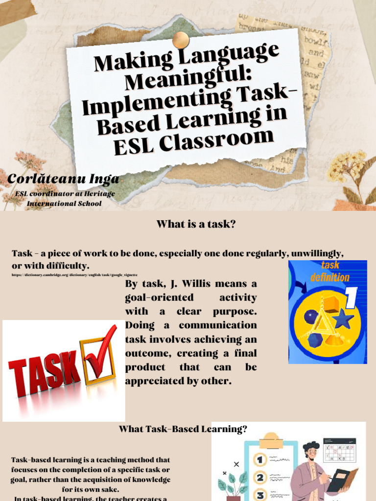 Making Language Meaningful Implementing Task-Based Learning in ESL ...