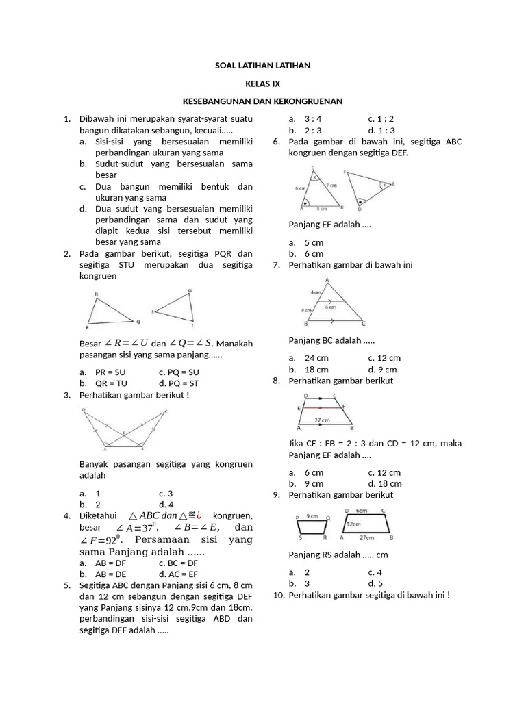 MM Kelas 9 Kesebangunan Dan Kekongruenan | PDF