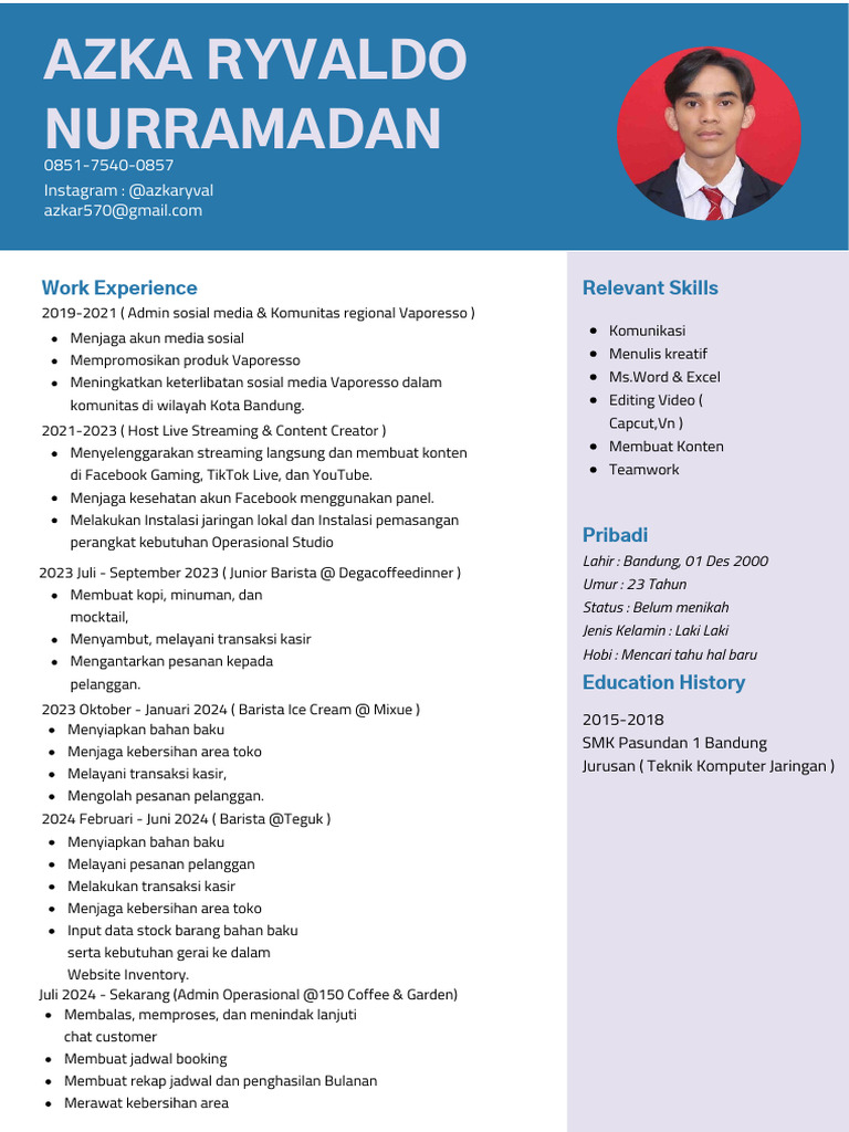 JOBSTREETEXPRESS AzkaRyvaldoNurramadan Resume 20250204 | PDF