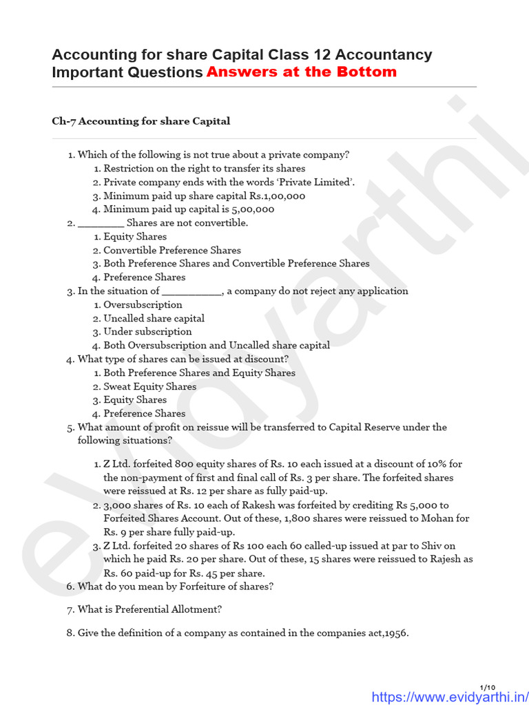 class-12-accountancy-chapter-7-important-questions (1) | PDF | Debits ...
