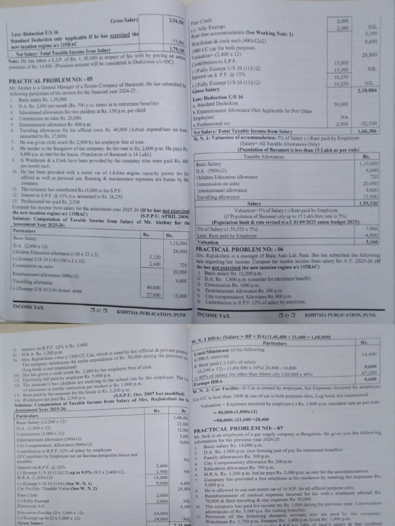 Income From Salary Practical Problems | PDF | Tax Deduction | Taxes