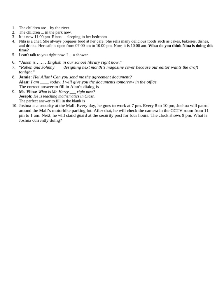 Latihan Present Continuous Pdf