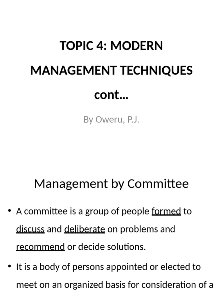 Topic 4b-Modern MGT Techniques 2 | PDF | Crisis Management | Committee