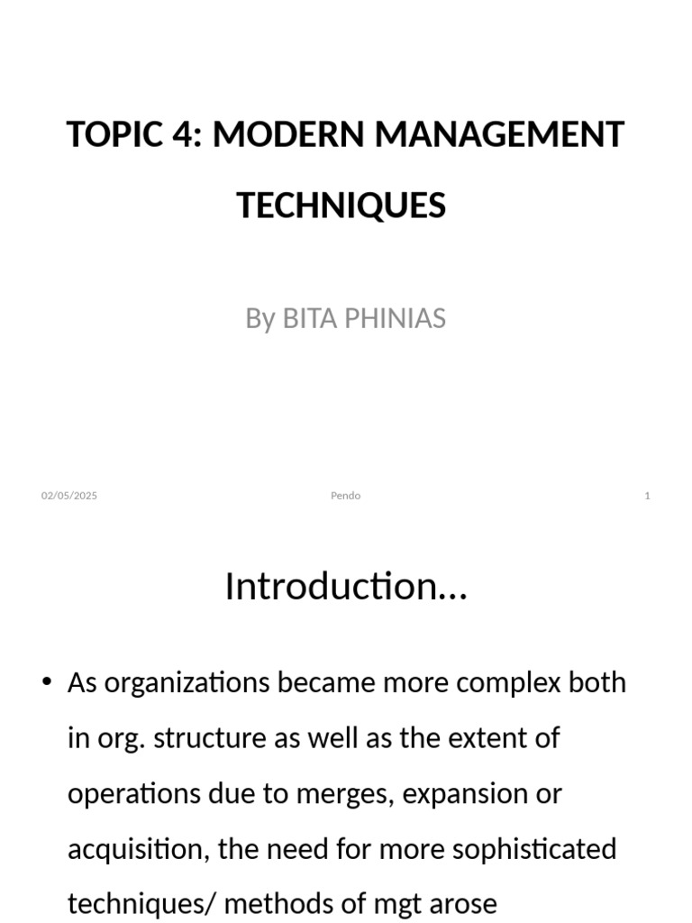 Topic 4a-Modern MGT Techniques | PDF | Goal | Psychology