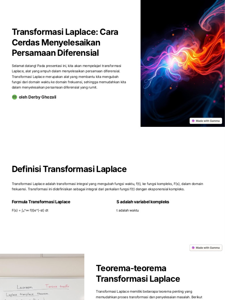 Transformasi Laplace untuk Persamaan Diferensial | PDF