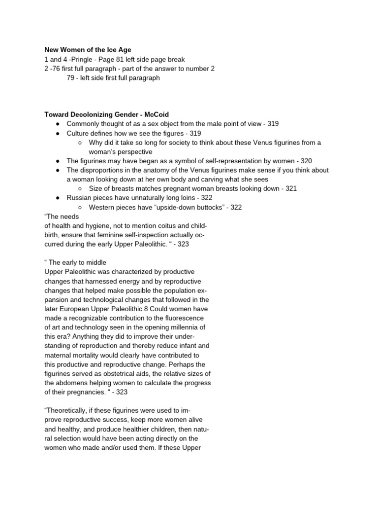 Venus Figurines Notes | PDF