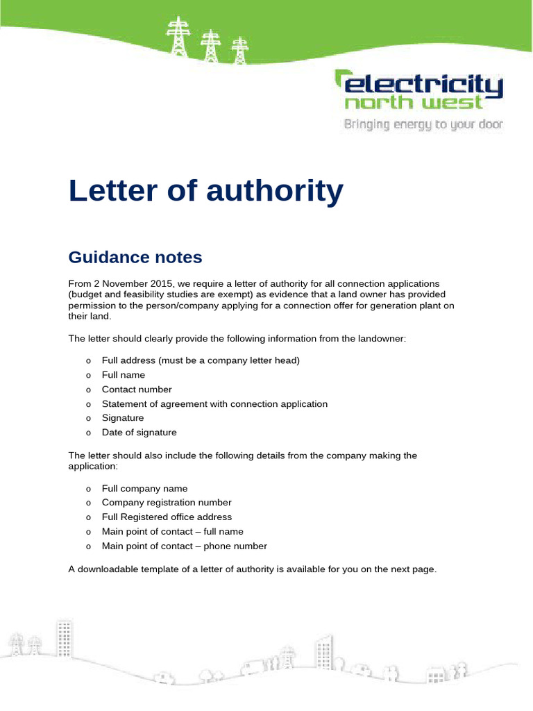 Letter of Authority for Connection Applications | PDF