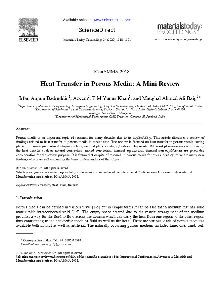 Heat Transfer in Porous Media Review | PDF | Heat Transfer | Thermal ...