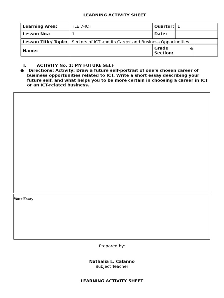Learning Activity Sheet Ict 7 W-1 | PDF | Numbers | Decimal