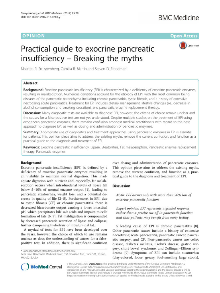 Guide to Exocrine Pancreatic Insufficiency | PDF | Pancreas | Diabetes