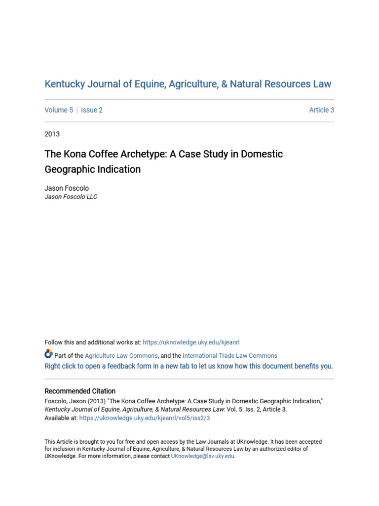 The Kona Coffee Archetype_ a Case Study in Domestic Geographic In | PDF | Coffee