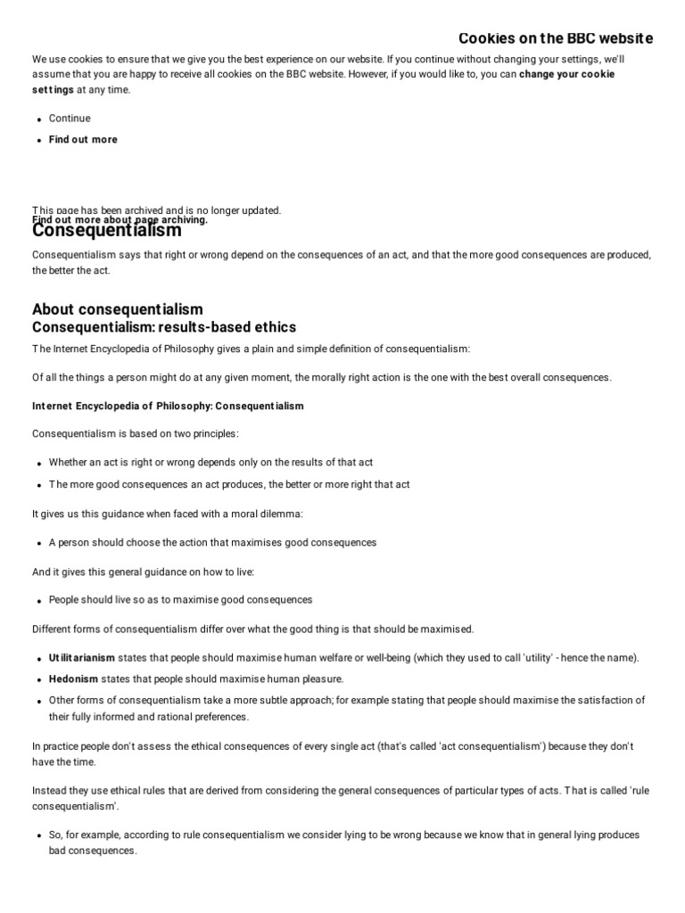 BBC - Ethics - Introduction to ethics_ Consequentialism | PDF