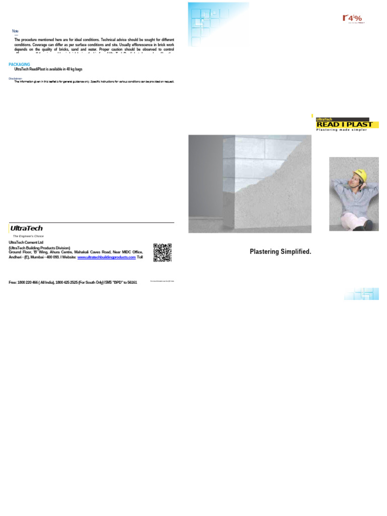 Plastering Simplified.: Ultratech | PDF | Plaster | Industrial Processes