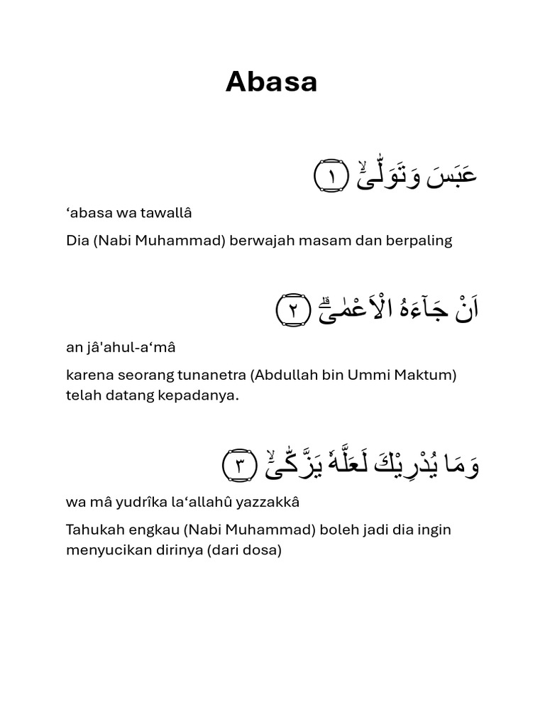 Makna Surah Abasa dalam Al-Qur'an | PDF