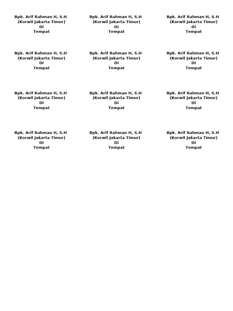 Format Label Undangan | PDF